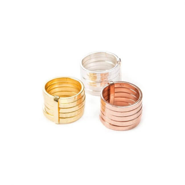 Buy Pure 5 Stack Ring 18ct Rose Gold Vermeil on Sterling Silver Online