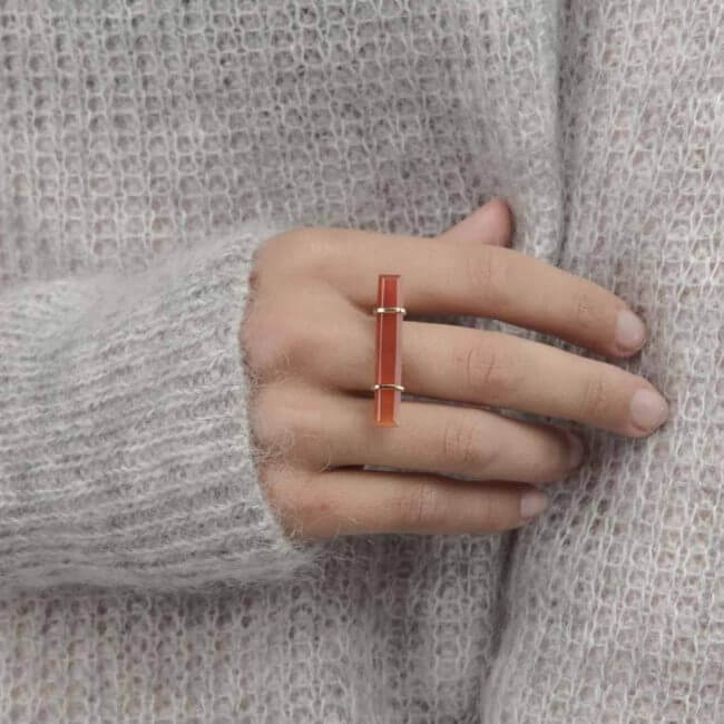 Buy Urban Bar Ring with Red, Black, Green, Lapis Lazuli Stone Online